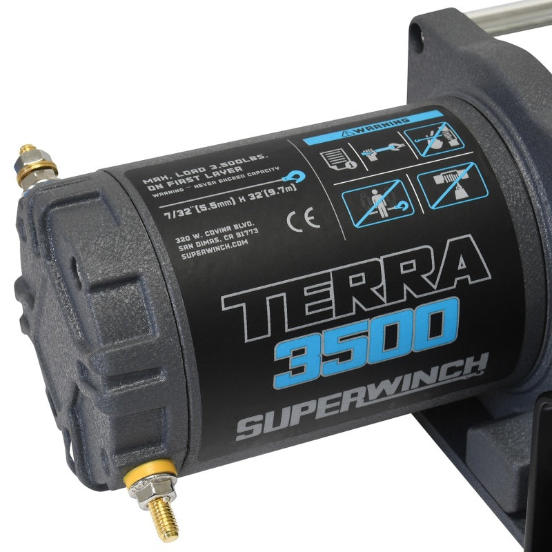 Superwinch 3500 LBS 12V DC 7/32 in x 32 ft Steel Rope Terra 3500 Winch ...